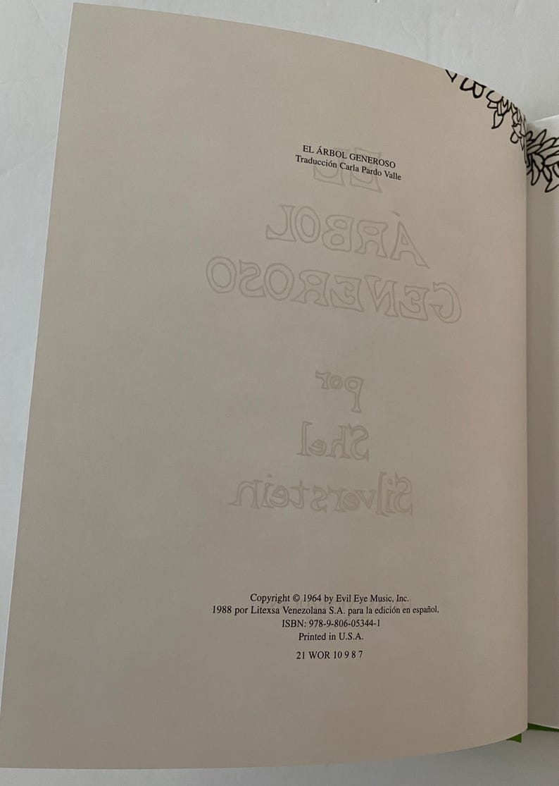 El Arbol Generoso / the Giving Tree Por Shel Silverstein, 1964 Spanish ...