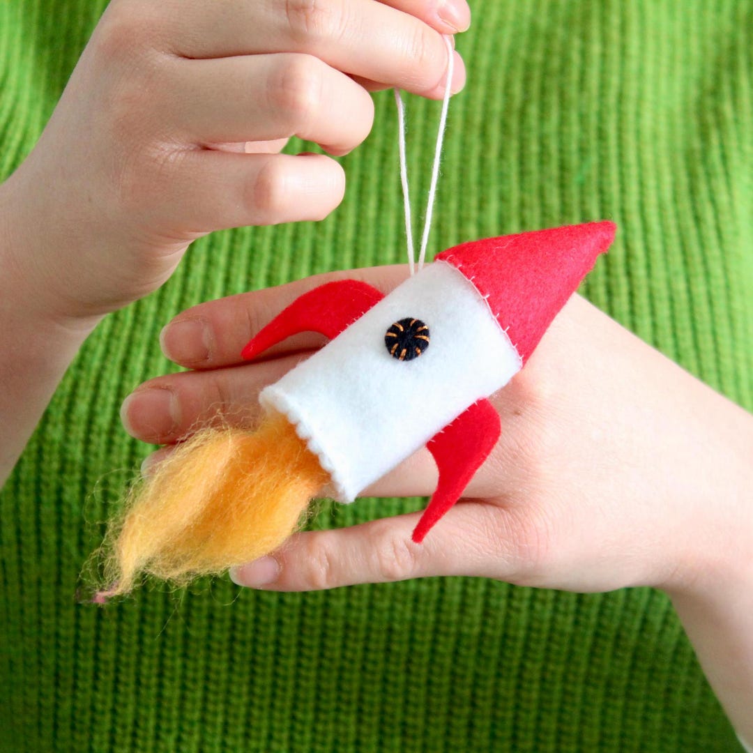 Rocket Ship Decoration, Space Ship Tree Ornament, Handmade Soft Festive ...
