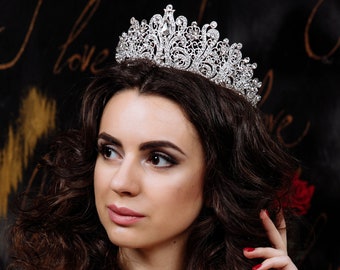Luxurious Crystal Tiara, Gold Tiara, Silver Tiara, Wedding Tiara ...