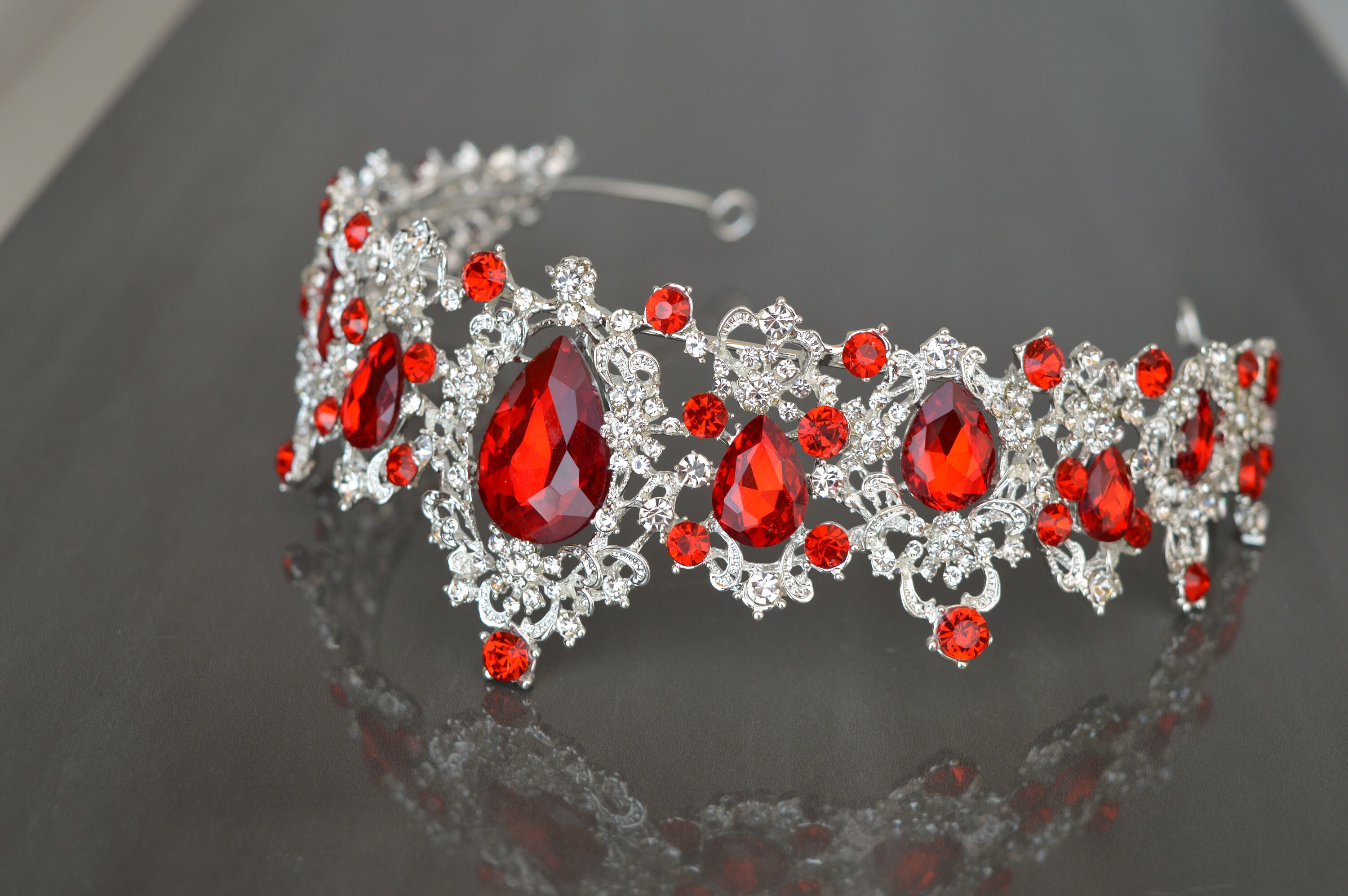 Red Tiarabridal Tiarawedding Tiararoyal Diademprom. - Etsy
