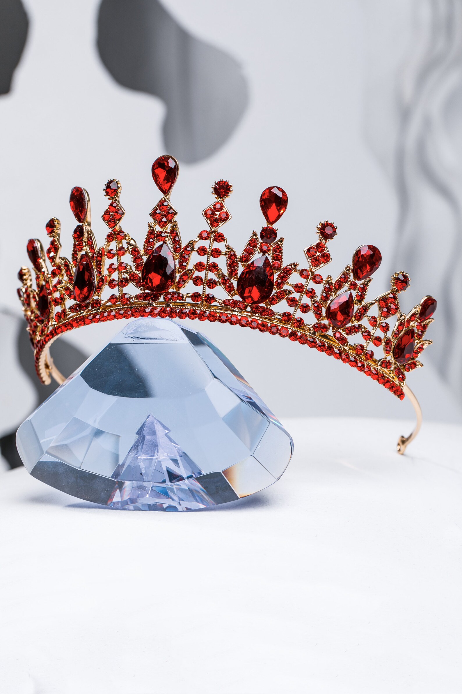 Red Crystal Tiara, Crystal Wedding Tiara, Crystal Crown, Red Crown ...
