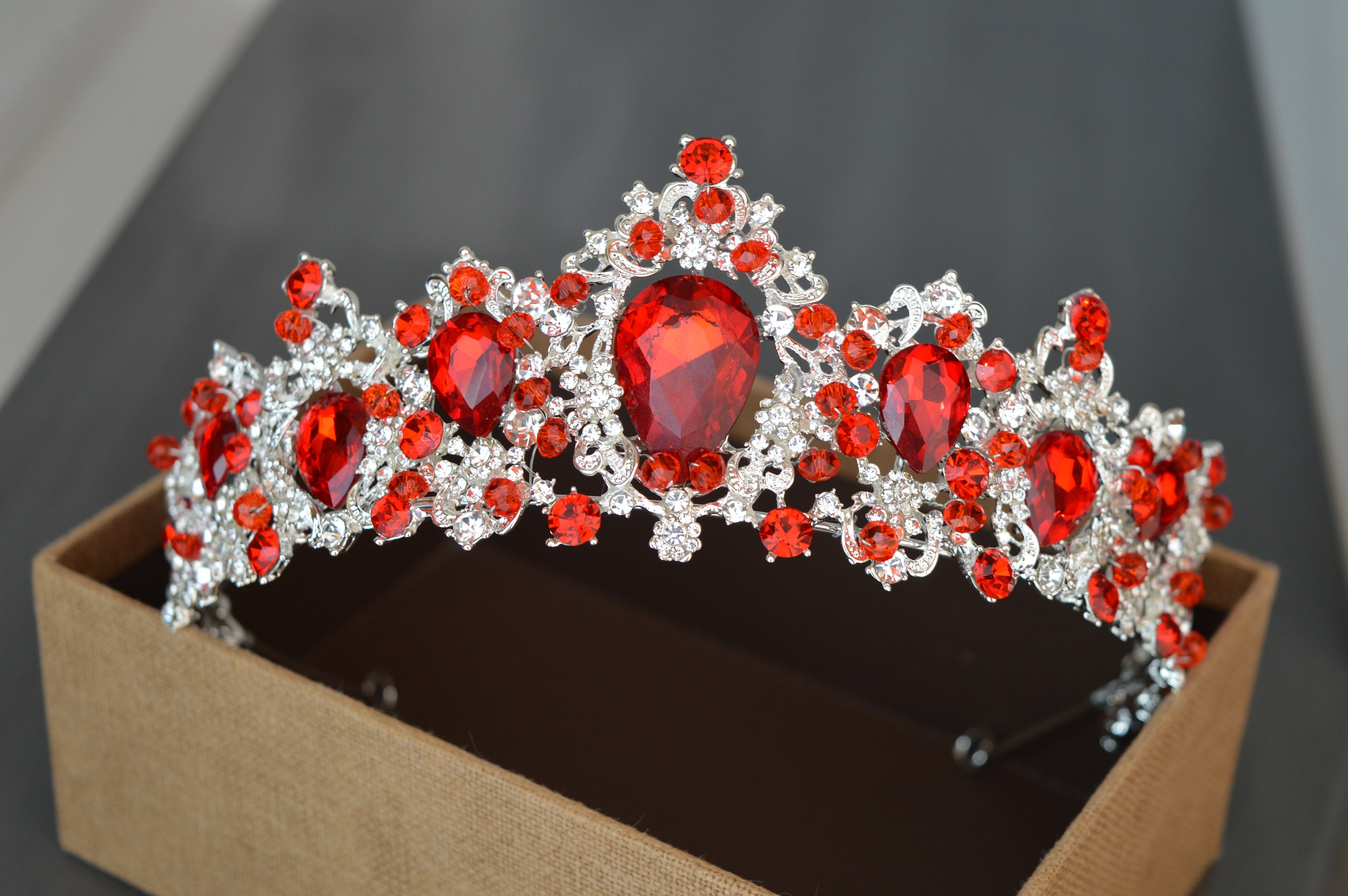 Red Tiarabridal Tiarawedding Tiararoyal Diademprom. - Etsy