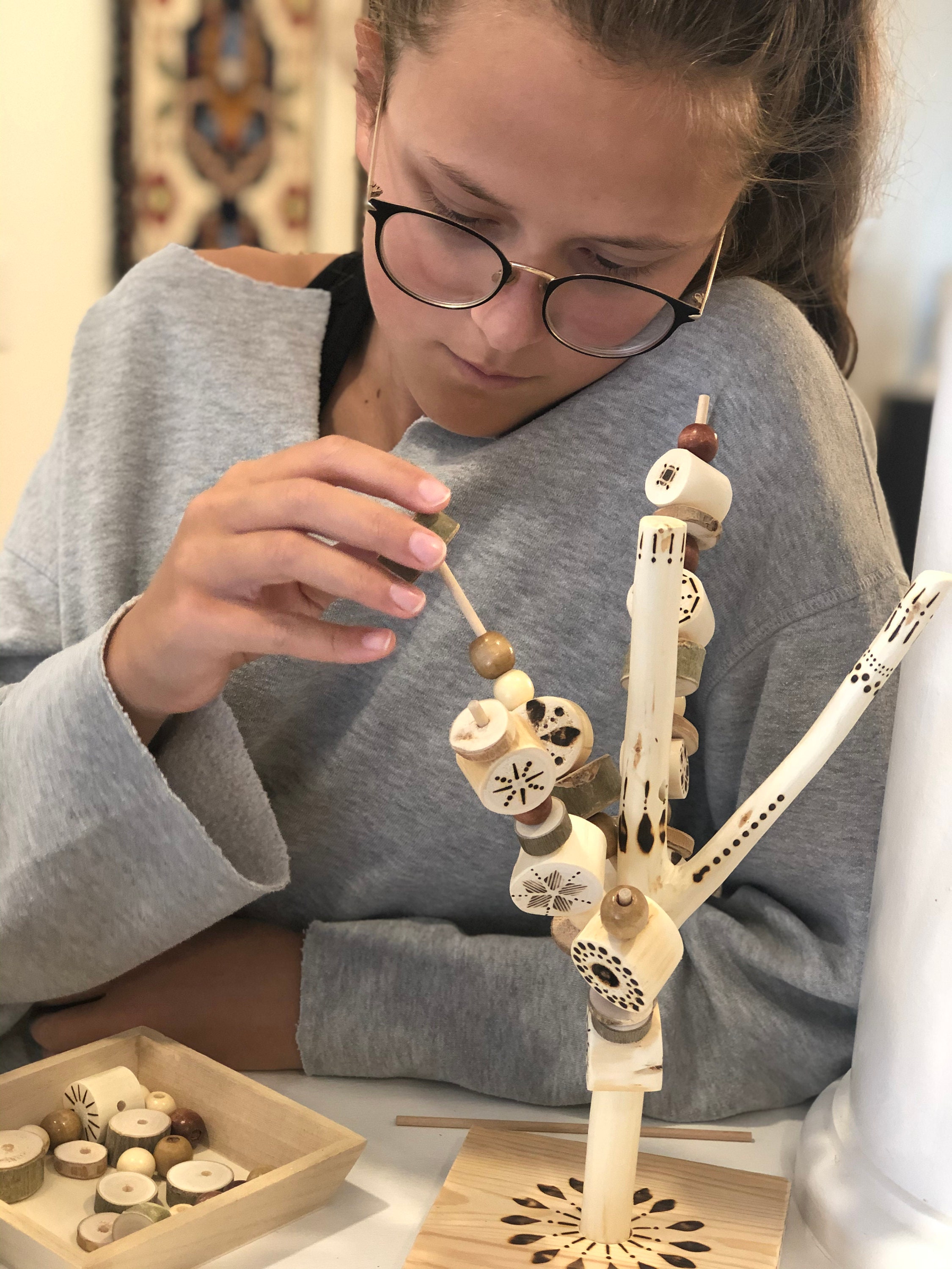 Mini Wood Burned Tree Educational Toy for Preschool and | Etsy