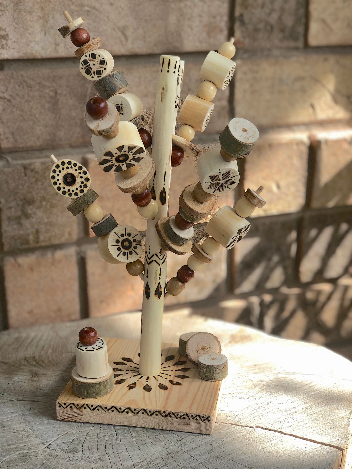 Mini Wood Burned Tree Educational Toy for Preschool and | Etsy