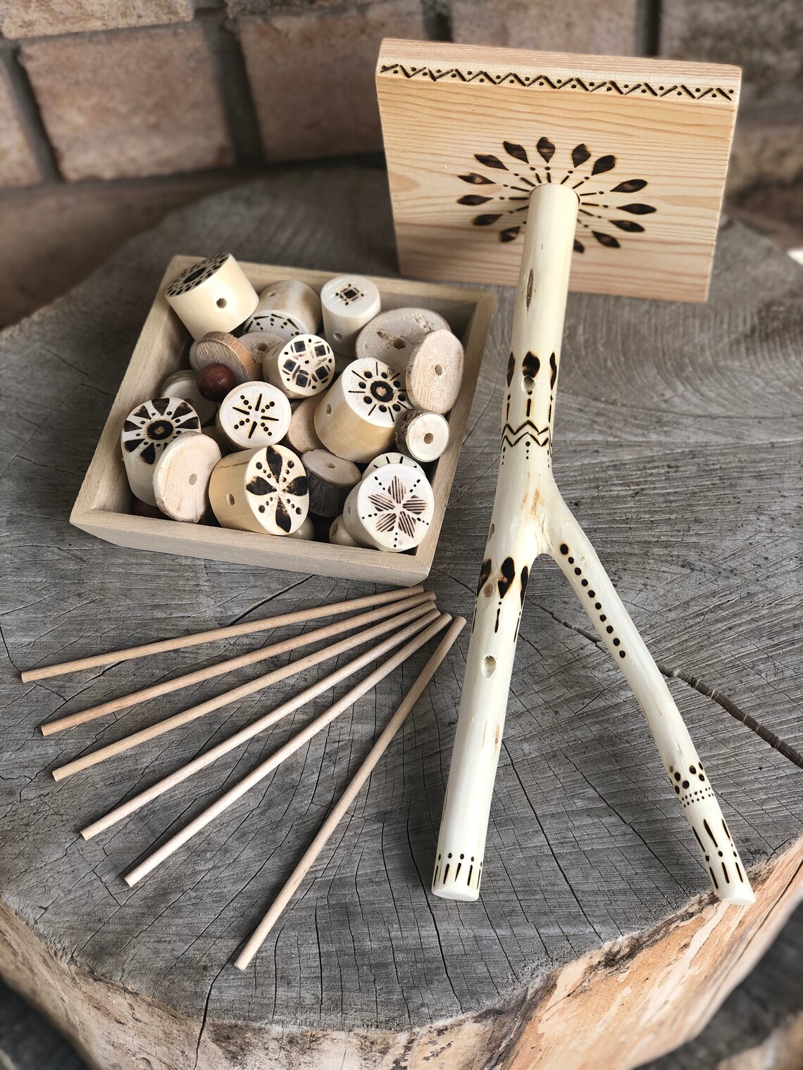 Mini Wood Burned Tree Educational Toy for Preschool and | Etsy