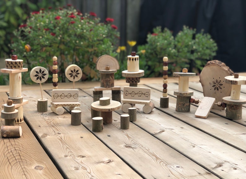 Tree Blocks 85 Pieces Natural Wood Burned Educational Toy - Etsy