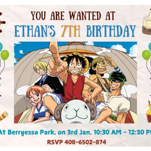One Piece Birthday Invitation, Editable Birthday Invitation, Printable ...