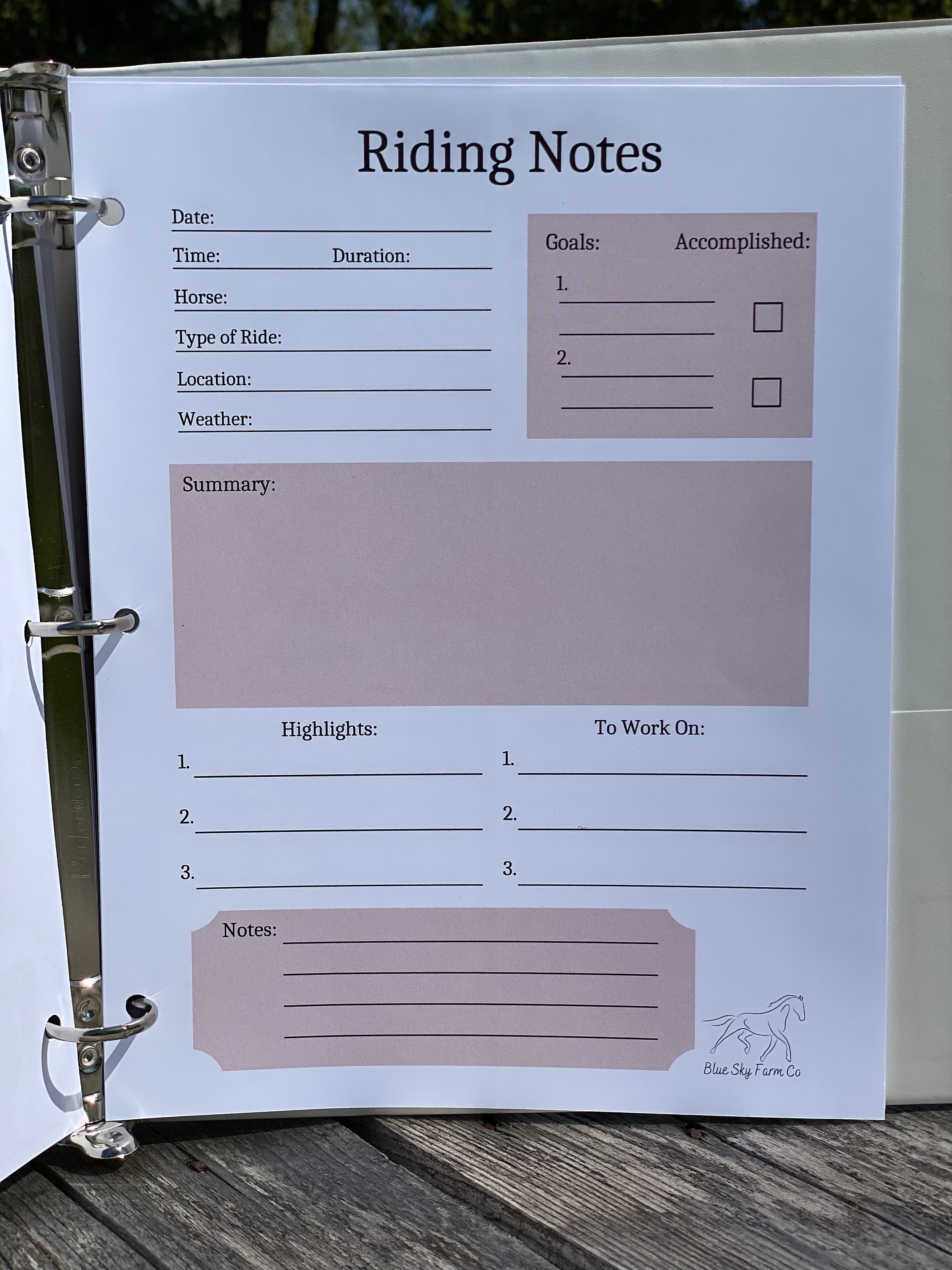 Equestrian Riding Journal Horse Printable Journal Horse Training Log ...