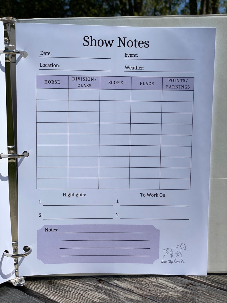 Equestrian Riding Journal Horse Printable Journal Horse Training Log ...