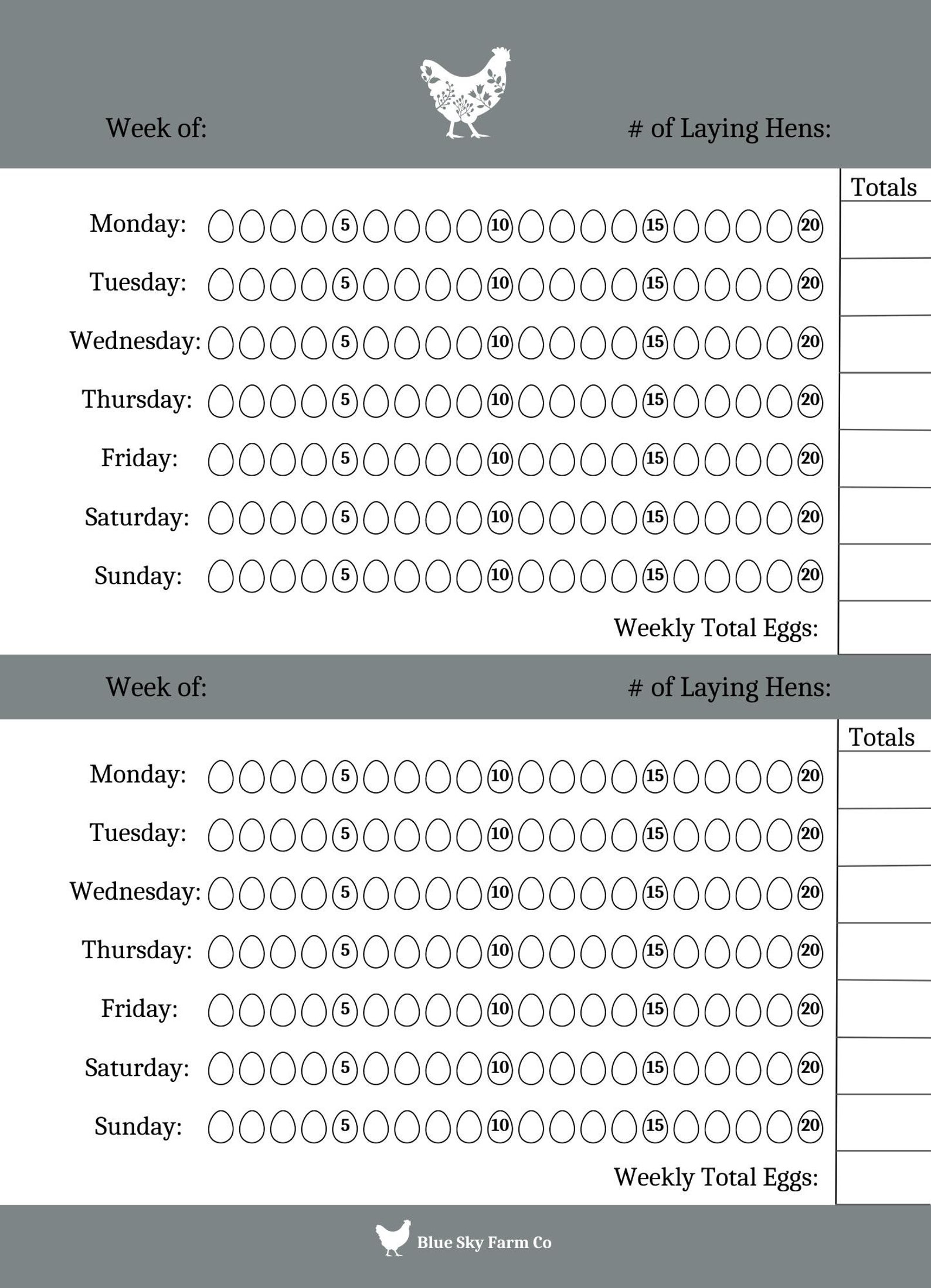 Printable Egg Record Keeper Backyard Chicken Homestead Digital Download ...