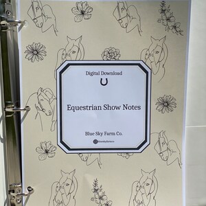 Equestrian Show Horse Printable Journal Horse Training Log Barn Gift ...