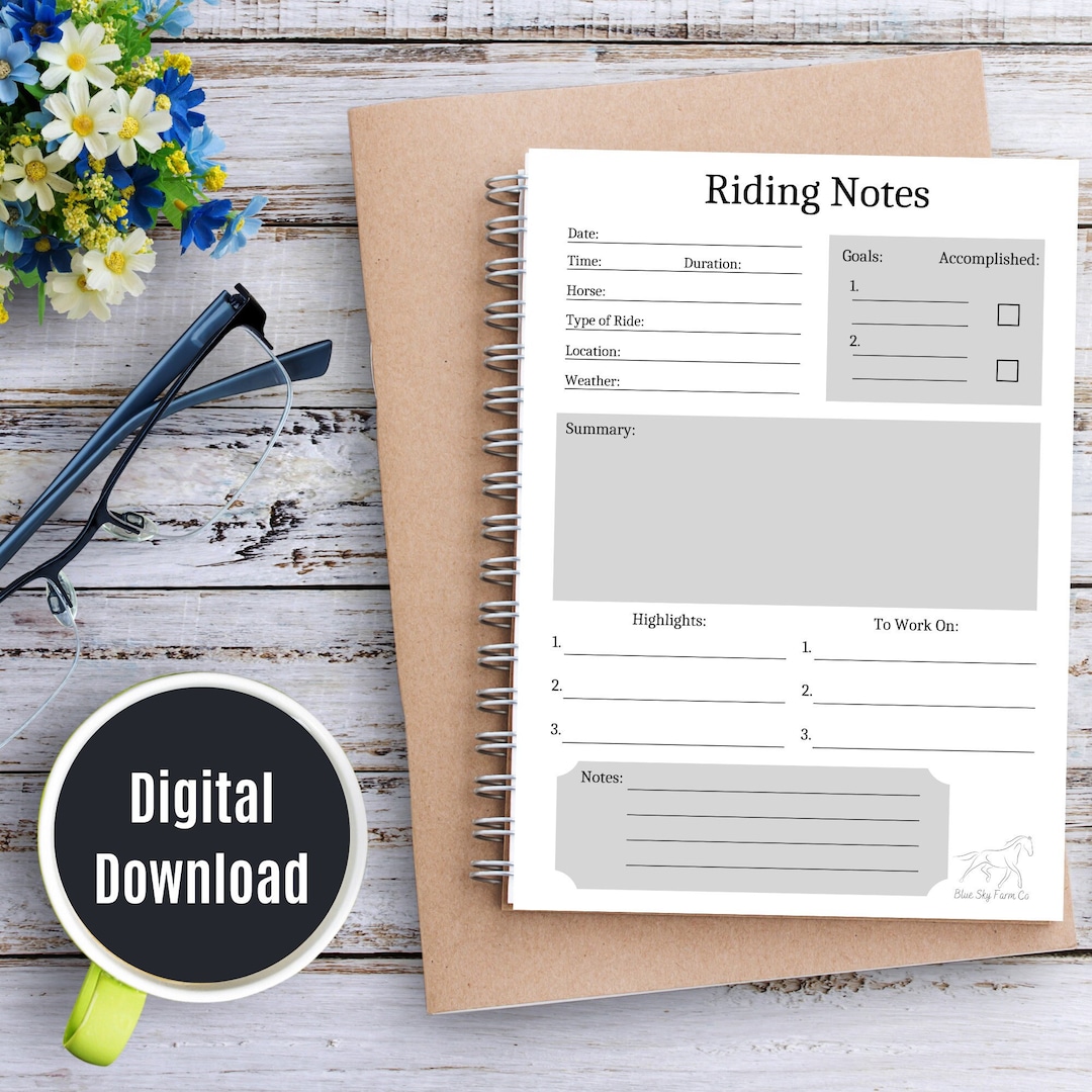 Equestrian Riding Note Pages for Barrel Racers Jumpers Dressage Riders ...