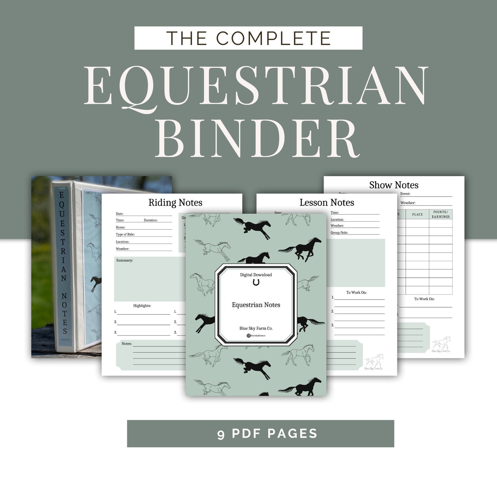 Horse Riding Binder Journal Equestrian Journal Horse Training Log ...