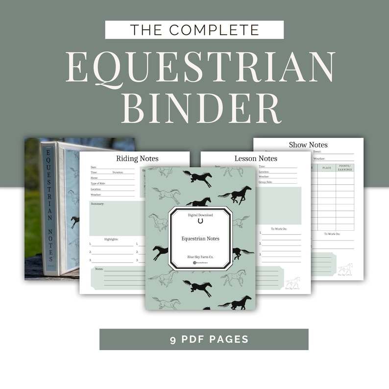 Horse Riding Binder Journal Equestrian Journal Horse Training Log ...