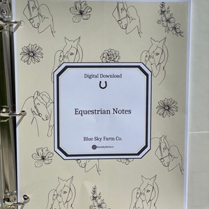 Equestrian Riding Journal Horse Printable Journal Horse Training Log ...