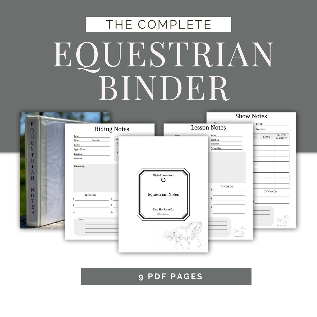 Horse Riding Binder Journal Equestrian Journal Horse Training Log ...