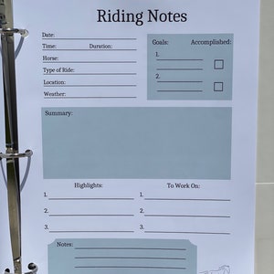 Horse Riding Binder Journal Equestrian Journal Horse Training Log ...