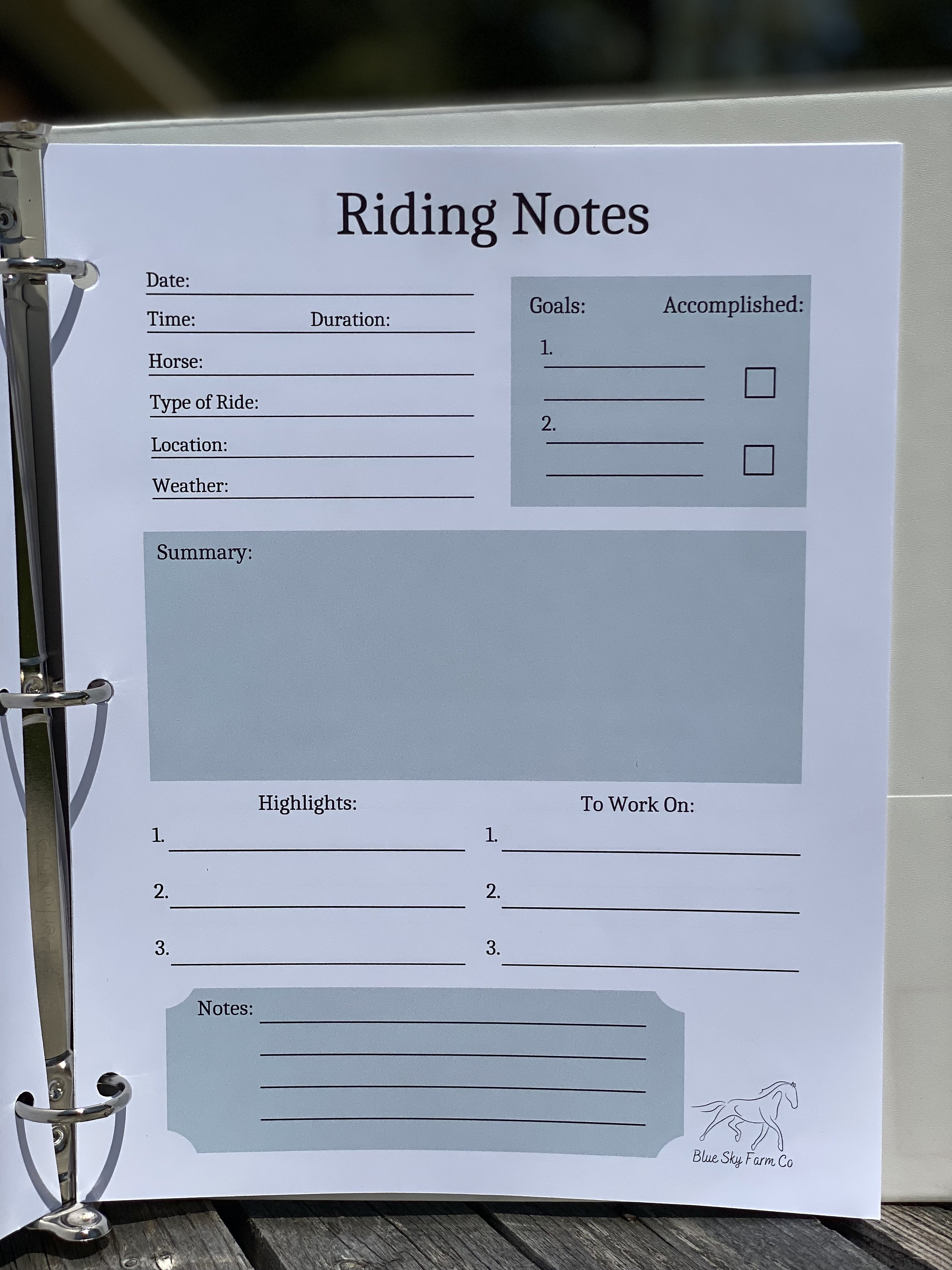 Horse Riding Binder Journal Equestrian Journal Horse Training Log ...
