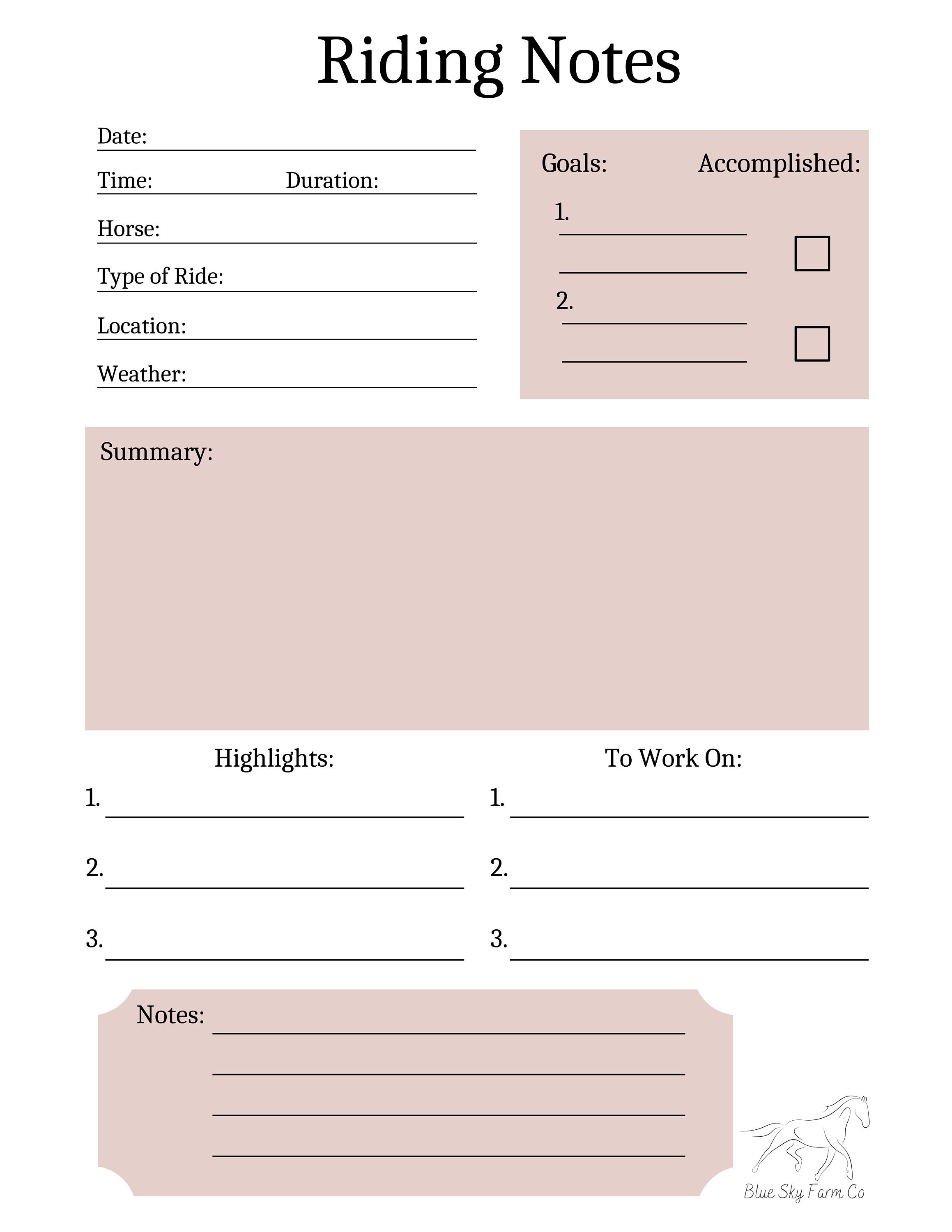 Equestrian Journal Printables Equestrian Planner Youth Horse Riding ...