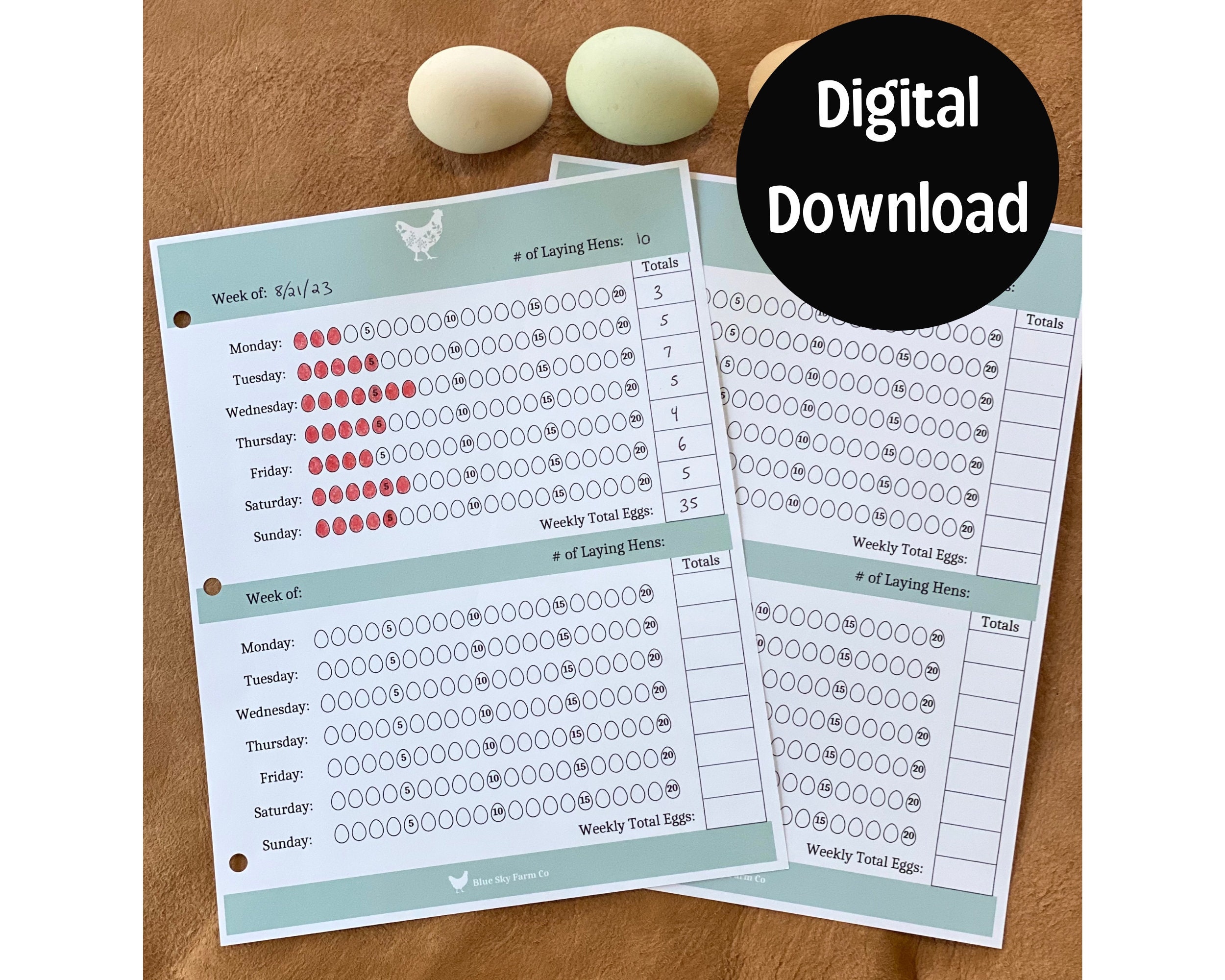 Digital Download Chicken Egg Collecting Chart Homeschool Supplies for ...