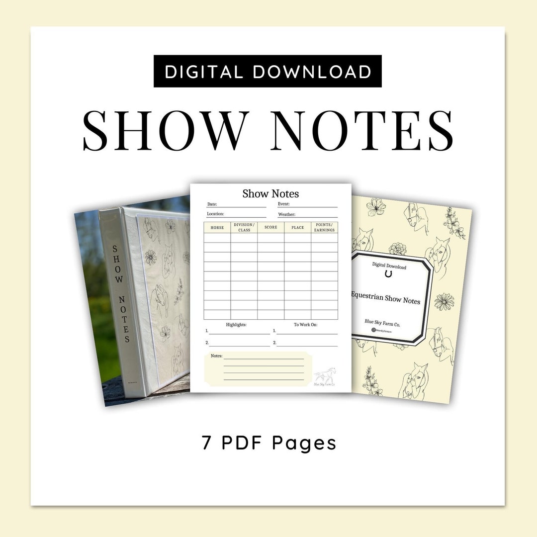 Equestrian Show Horse Printable Journal Horse Training Log Barn Gift ...