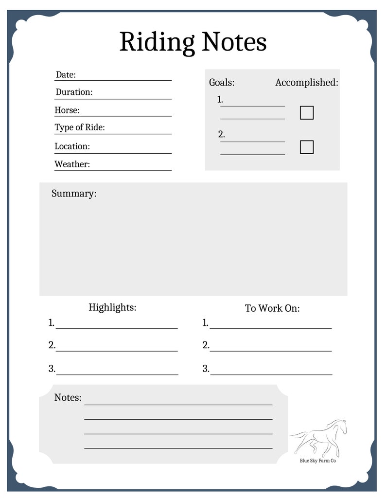 Equestrian Journal Printables Equestrian Planner Youth Horse - Etsy