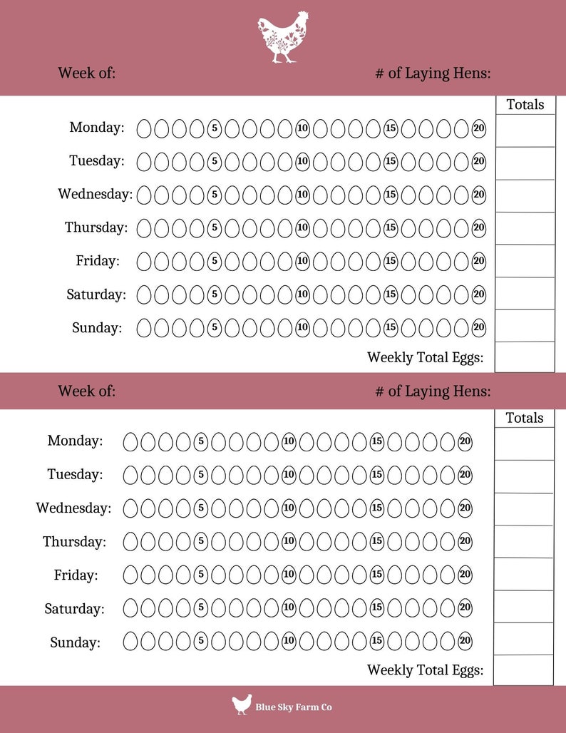 Printable Chicken Homestead Sheet Chicken Egg Tracker Beginner Chicken ...