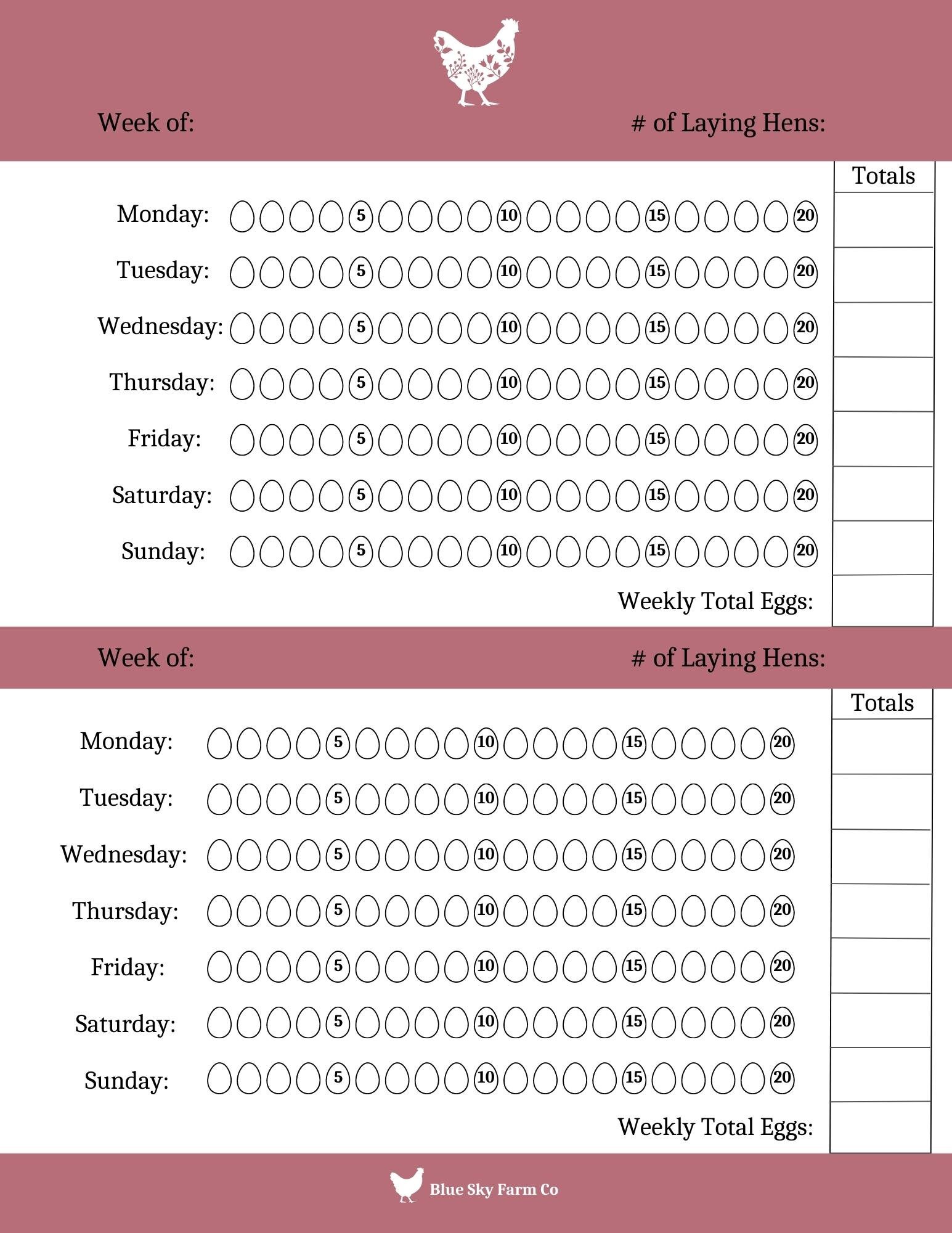 Printable Chicken Homestead Sheet Chicken Egg Tracker Beginner Chicken ...