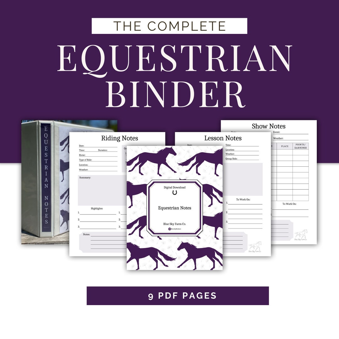 Equestrian Riding Journal Horse Printable Journal Horse Training Log ...