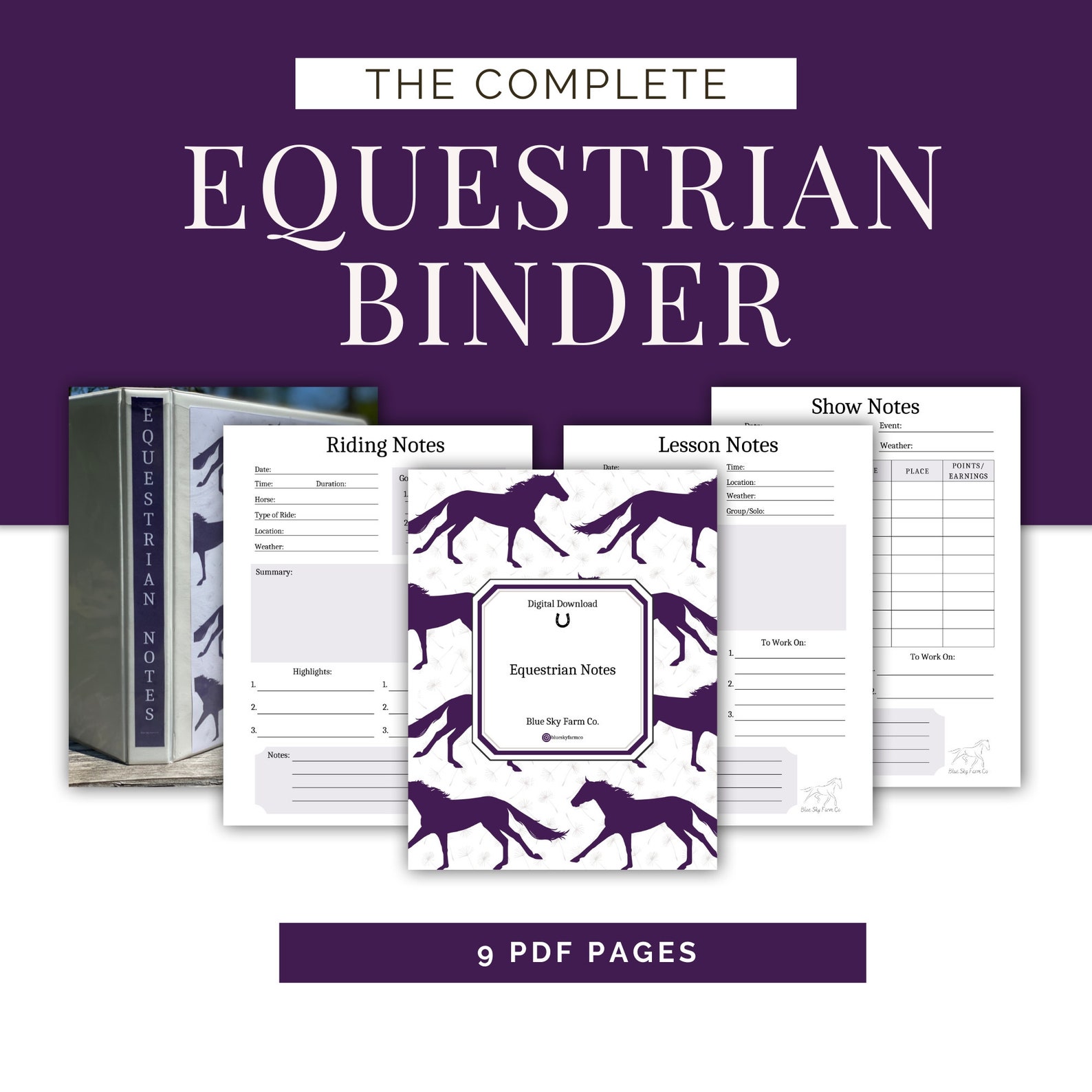 Equestrian Riding Journal Horse Printable Journal Horse Training Log ...