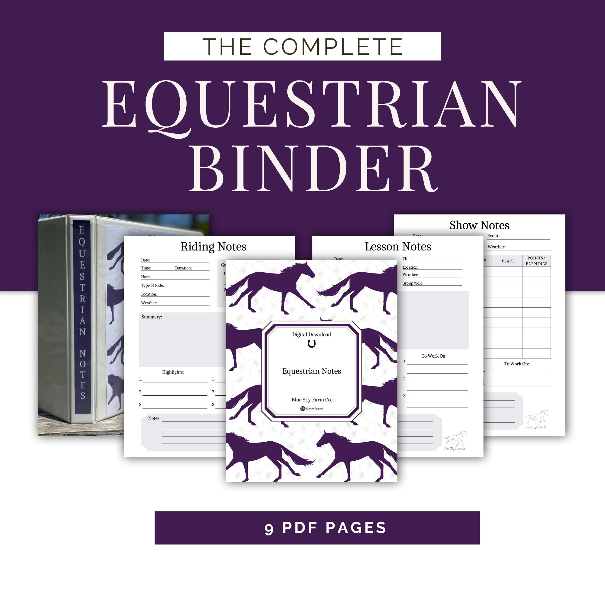 Equestrian Riding Journal Horse Printable Journal Horse Training Log ...