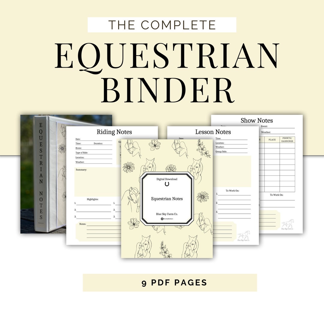 Equestrian Riding Journal Horse Printable Journal Horse Training Log ...