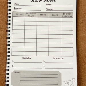 Equestrian Show Note Horse Riding Journal Printable Horse Show Log ...