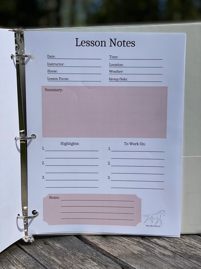 Equestrian Riding Journal Horse Printable Journal Horse Training Log ...