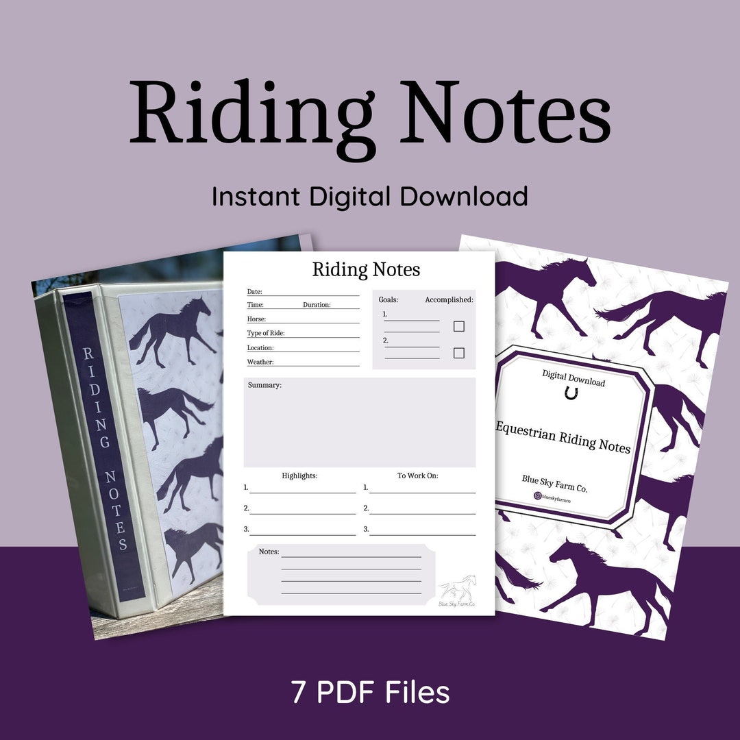 Horse Riding Notebook Equestrian Gift for Horse Owner Journal Purple ...
