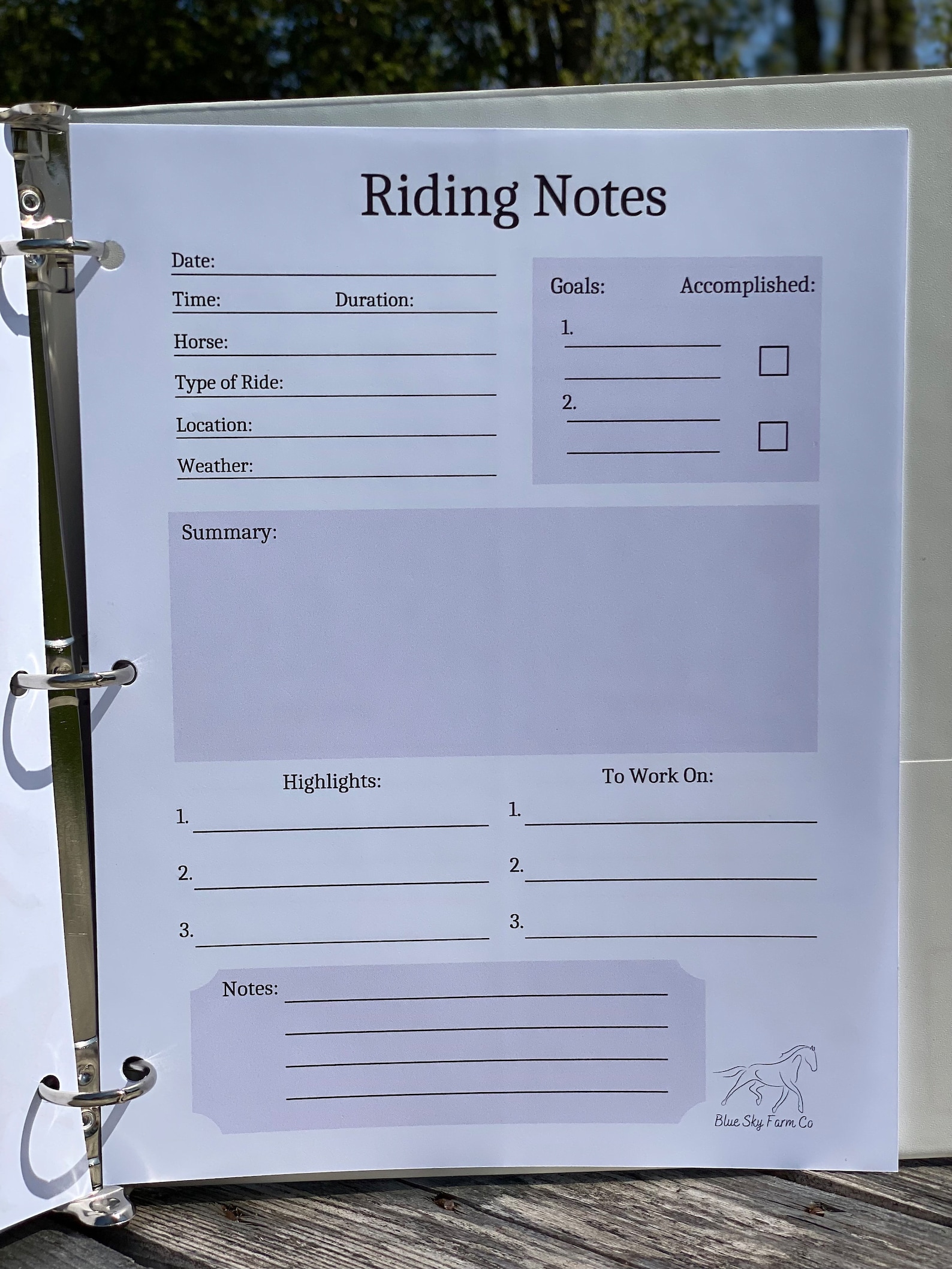 Equestrian Riding Journal Horse Printable Journal Horse Training Log ...