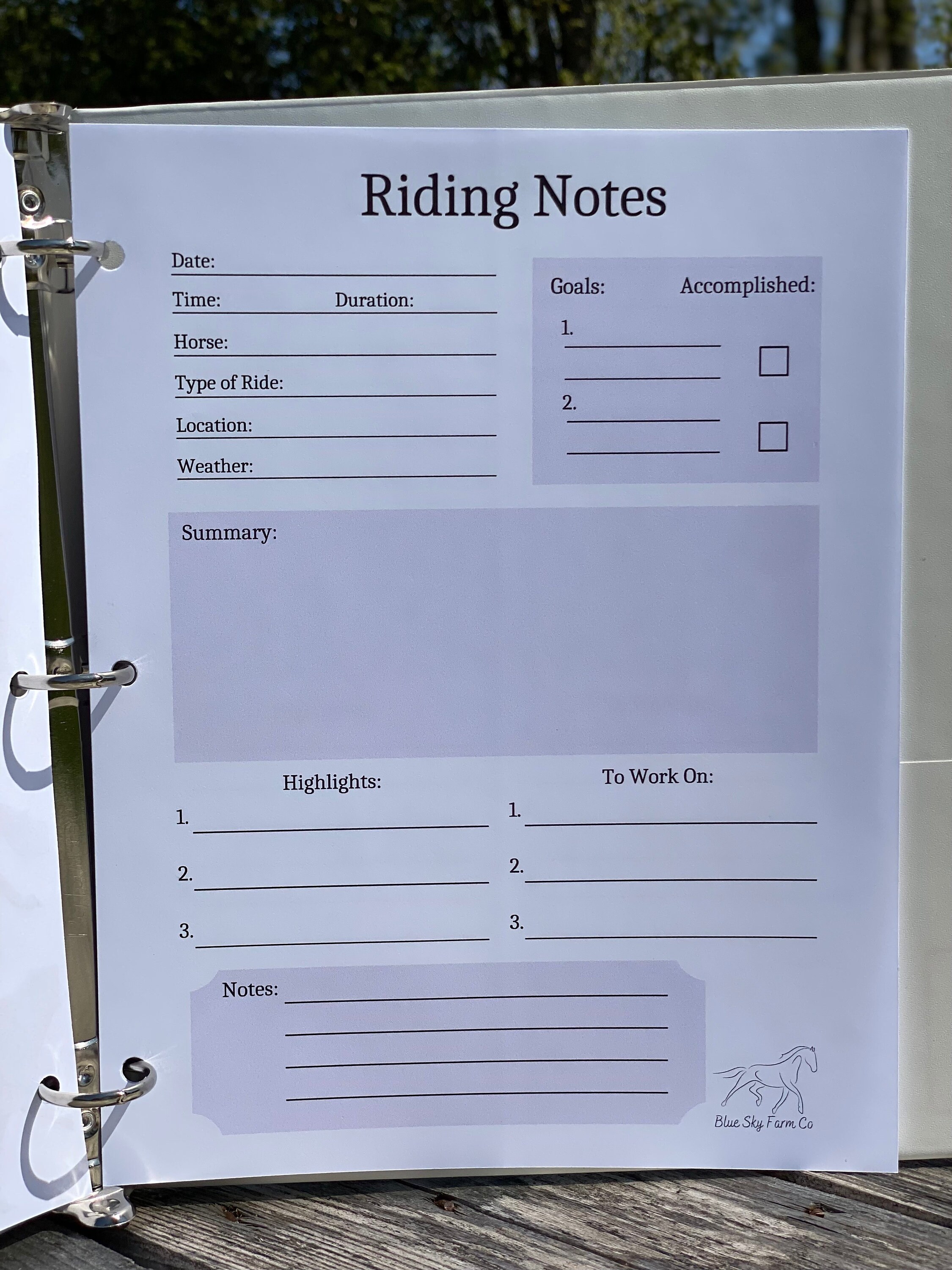 Equestrian Riding Journal Horse Printable Journal Horse Training Log ...