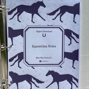Equestrian Riding Journal Horse Printable Journal Horse Training Log ...