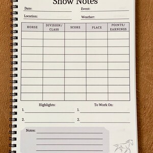 Equine Show Competition Journal Equestrian Journal Horse Show Log ...