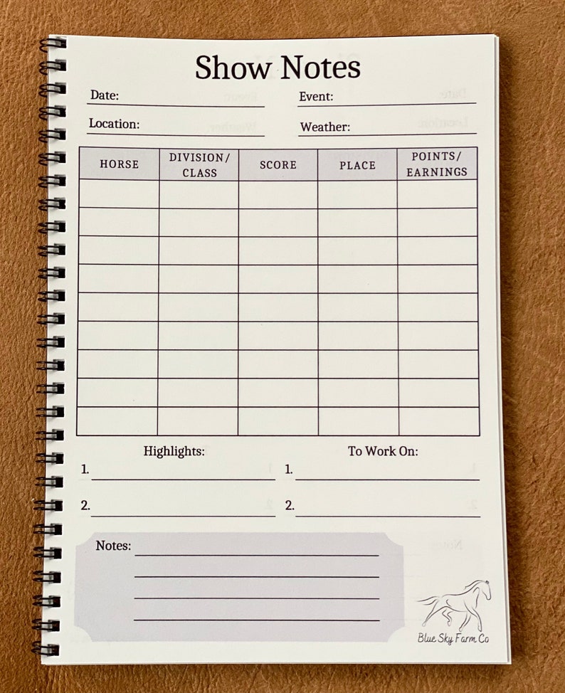 Equine Show Competition Journal Equestrian Journal Horse Show Log ...