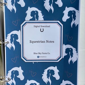 Equestrian Riding Journal Horse Printable Journal Horse Training Log ...