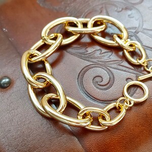 Big Chunky Gold Chain Bracelet, Stack Bracelet, Gold Link Bracelet ...