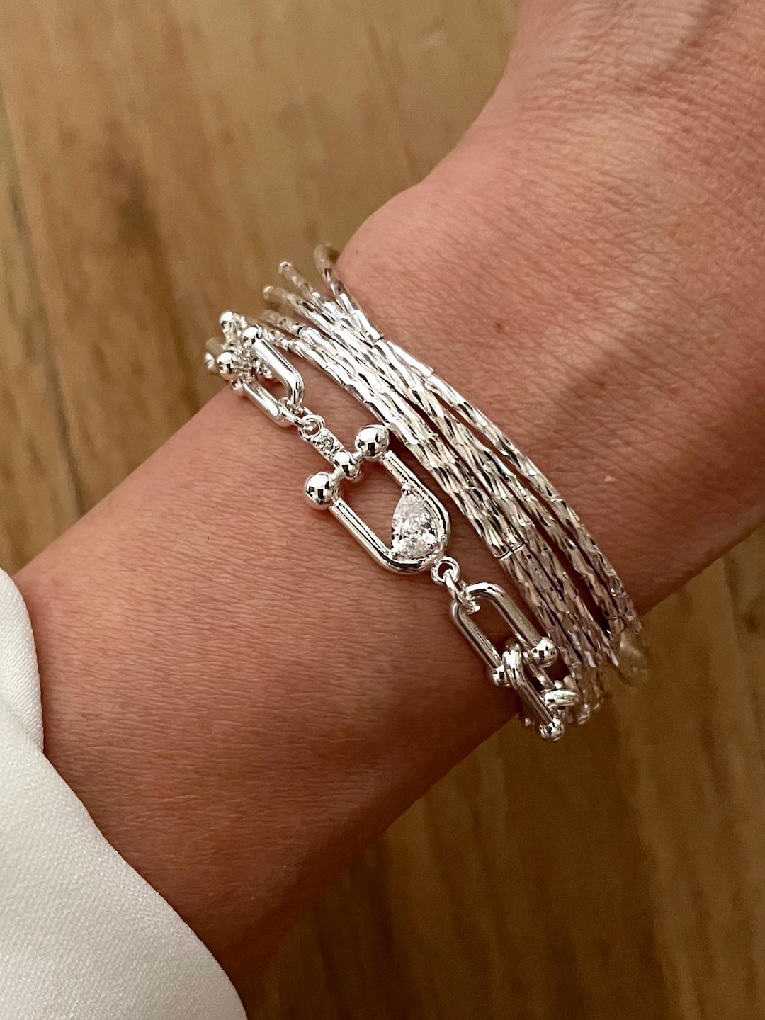 Thin Elastic Layered Gold Bracelet Set, Gold Thread Bracelet, Layered ...