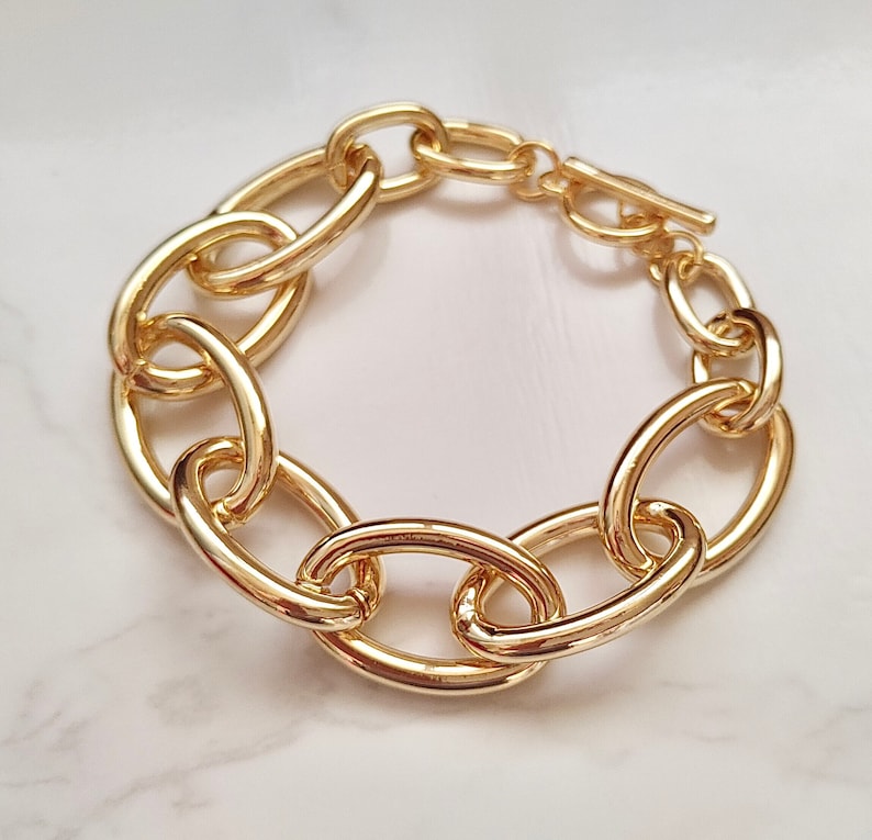 Big Chunky Gold Chain Bracelet Stack Bracelet Gold Link - Etsy