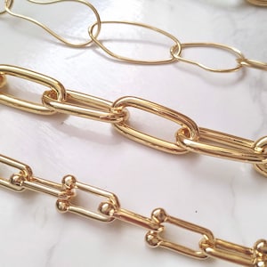 Paperclip Chain Bracelet, Gold Link Chain, Stack Bracelet, Chunky ...