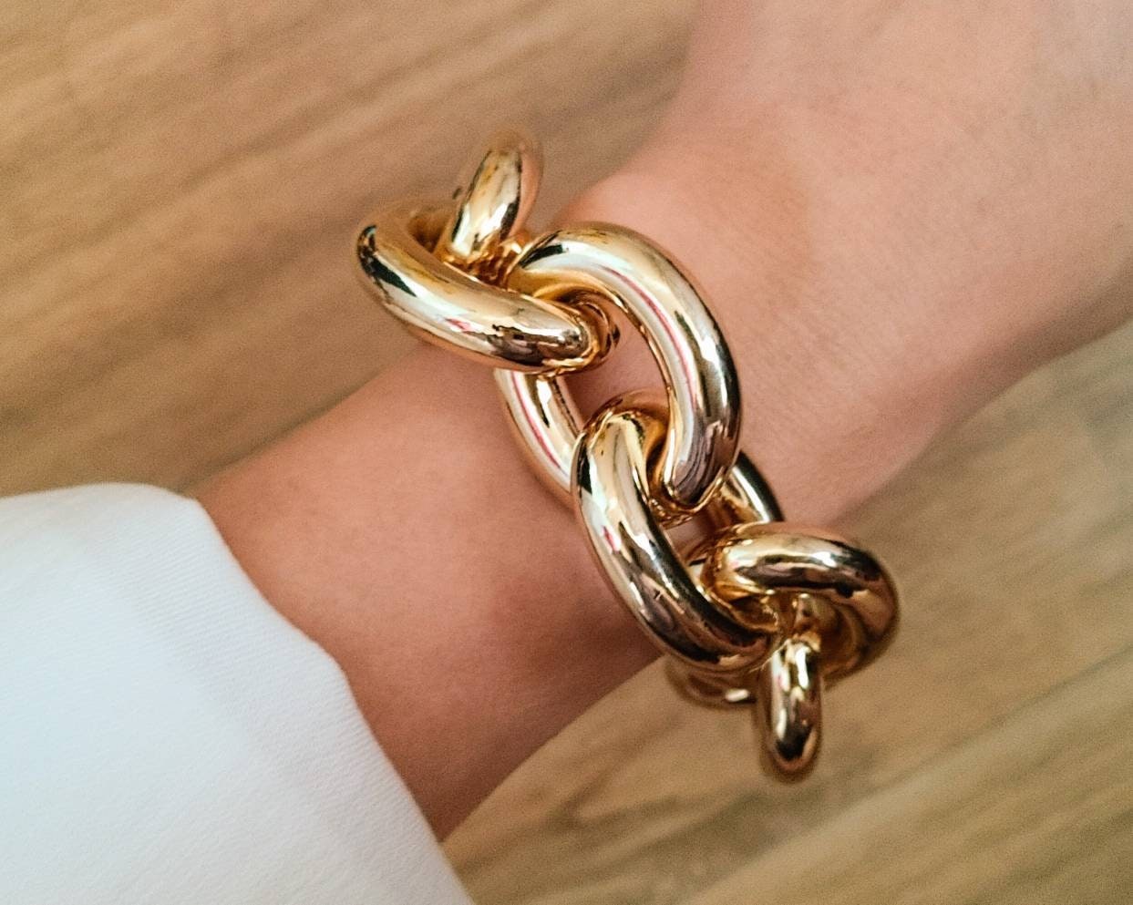 Super Chunky Gold Chain Bracelet Super Bold Party Bracelet - Etsy