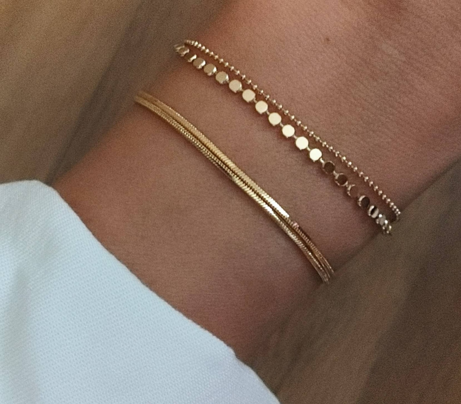 Layered Gold Bracelet, Double Gold Bracelet, Minimalist Bracelet ...