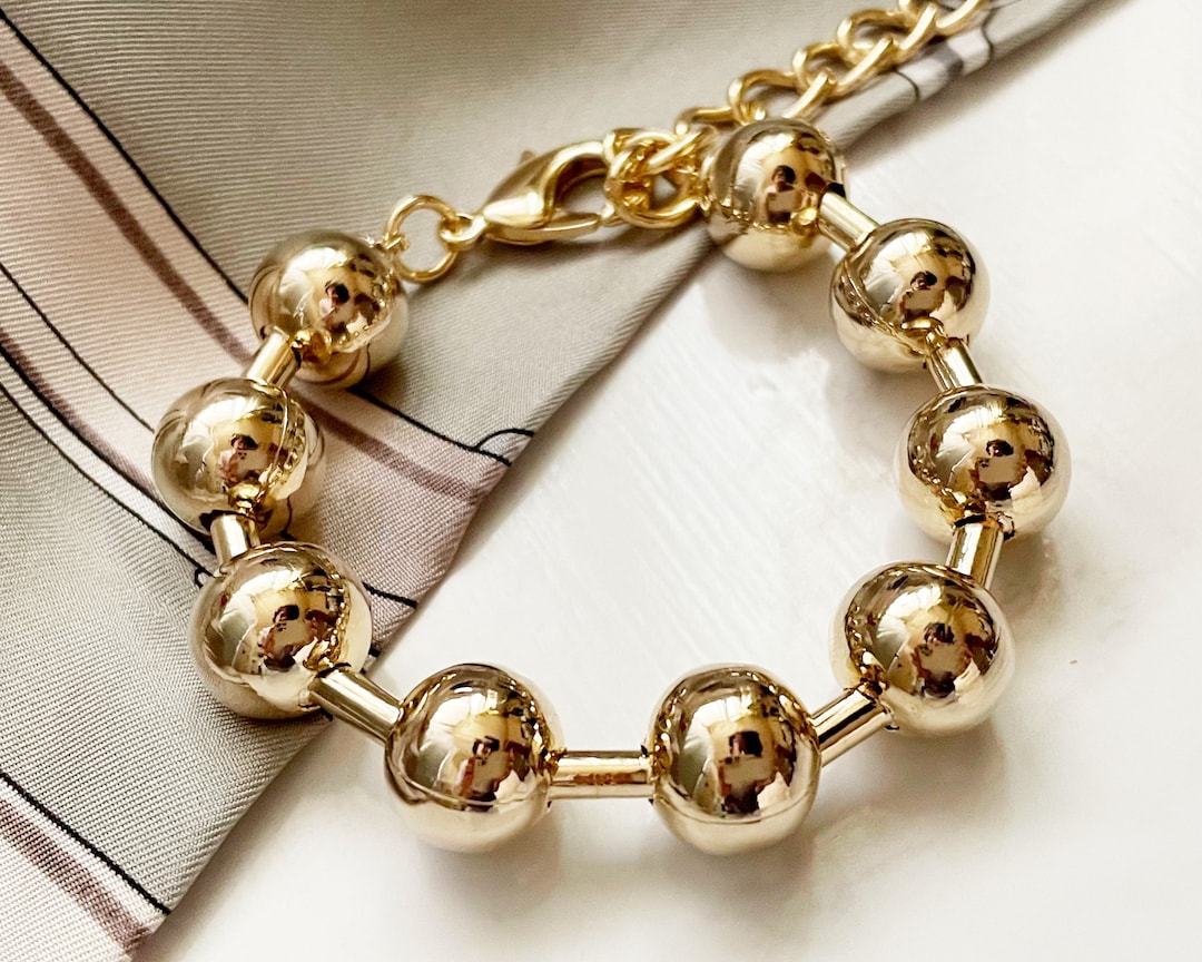Big Ball Chain Bracelet, Gold Chain Bracelet, Minimalist Bracelet ...