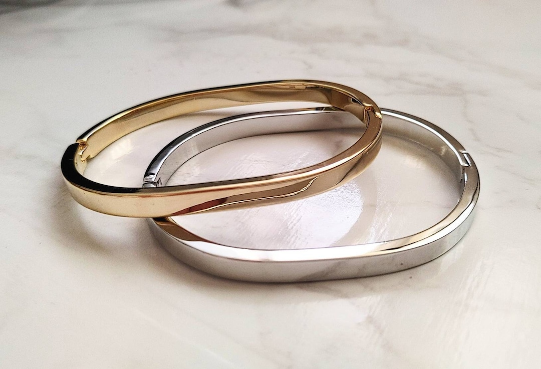 Gold Plain Bracelet, Gold Bangle Bracelet, Minimalist Gold Bracelet ...