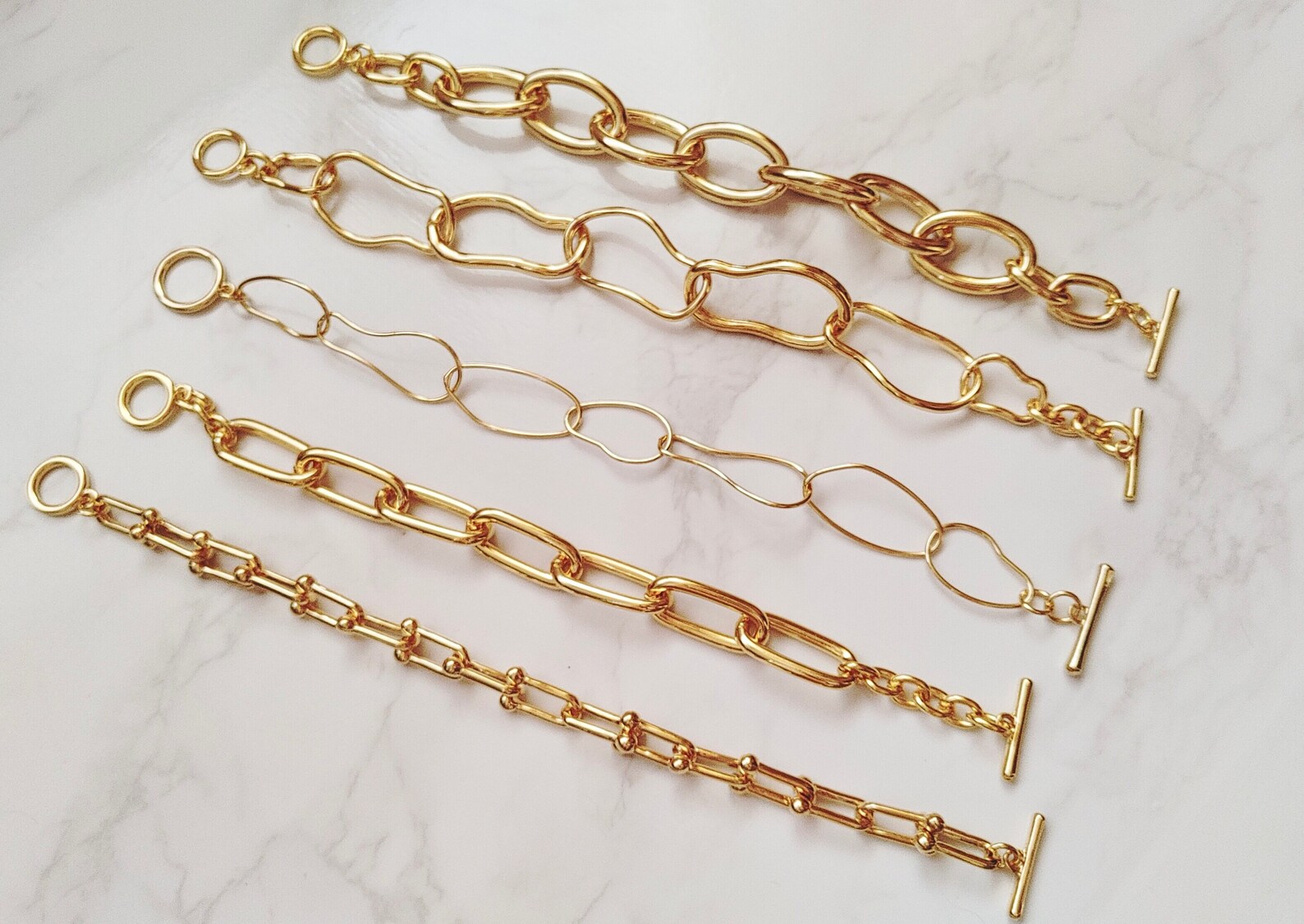 Big Chunky Gold Chain Bracelet Stack Bracelet Gold Link - Etsy